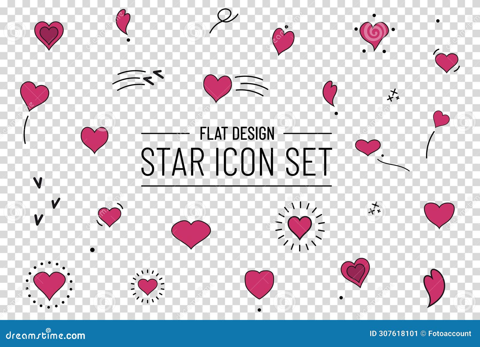 Heart Shape Icon Set - Different Vector Illustrations Isolated on ...