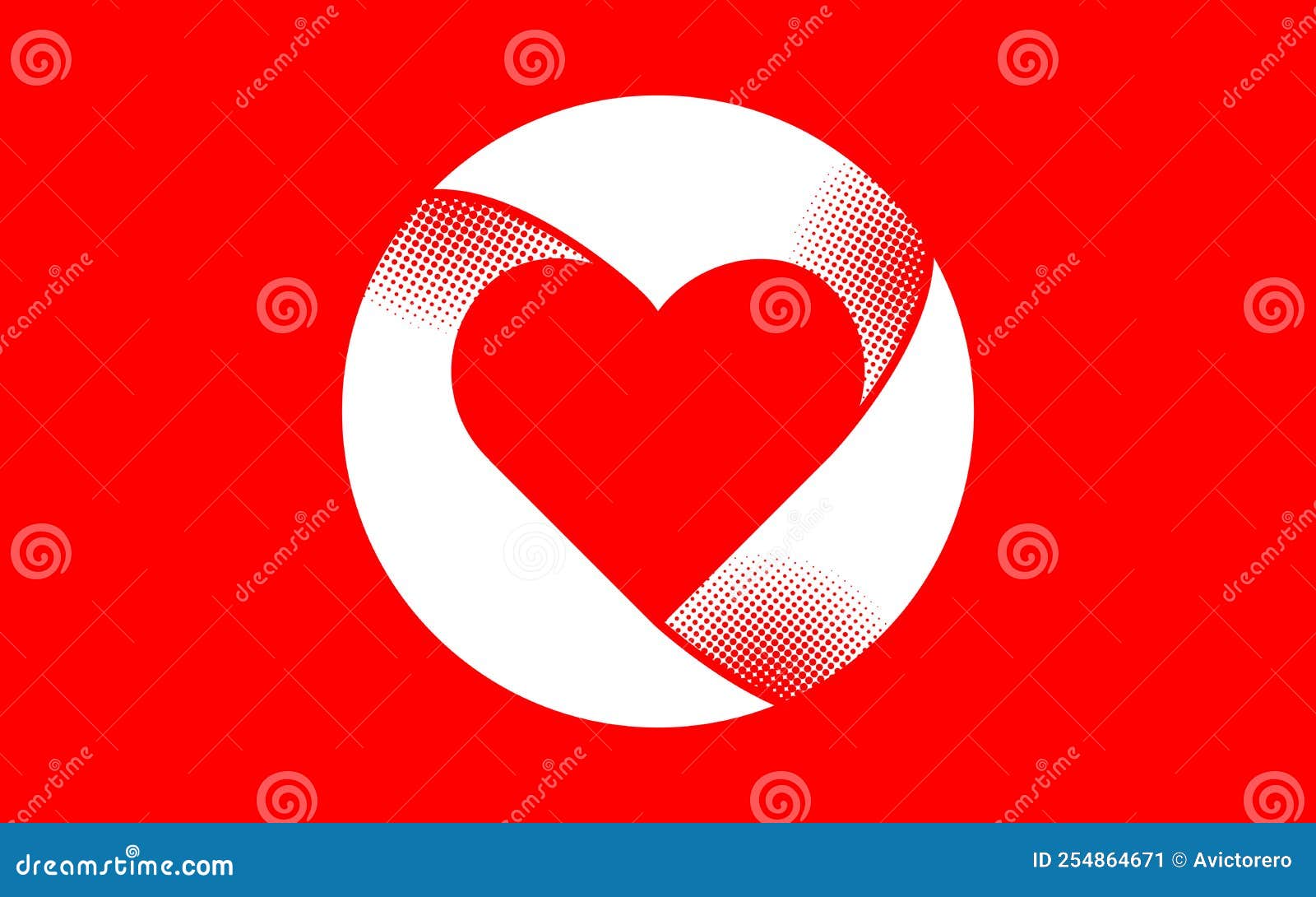 Heart Shape Inside a Circle with Halftone Texture Stock Vector ...