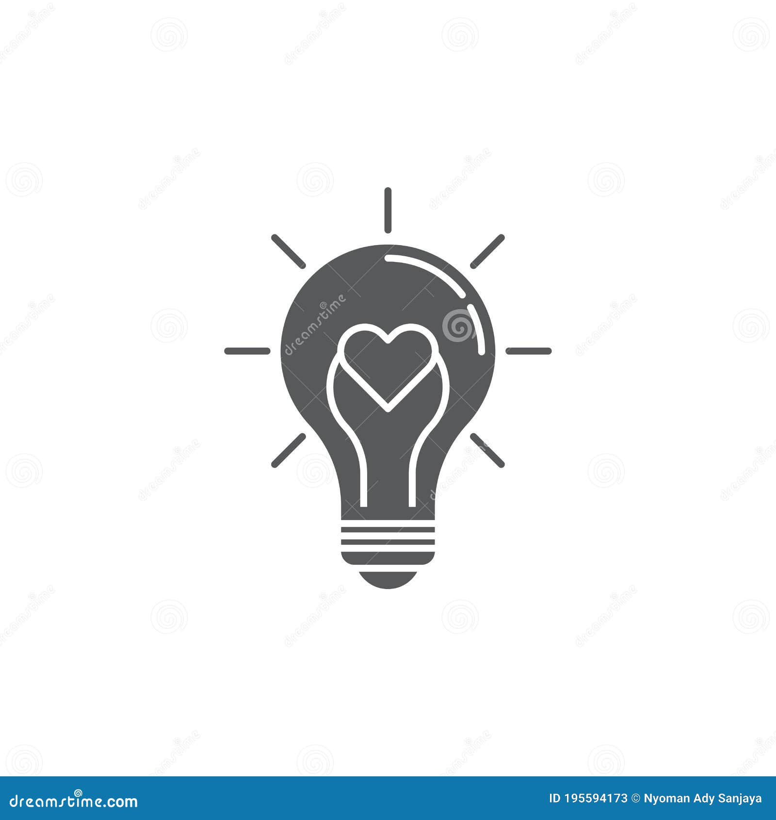 Heart Shape in a Light Bulb Vector Icon Concept, Isolated on White ...