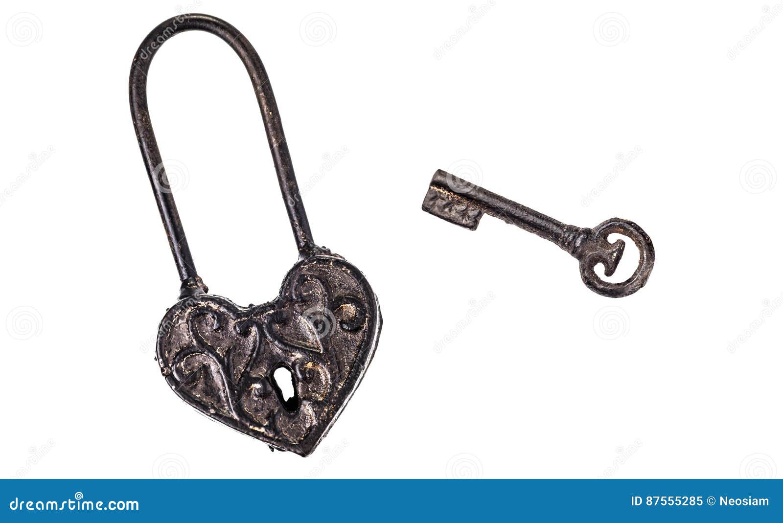 Heart shape lock and key stock image. Image of design - 87555285