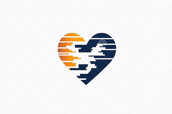 Heart Shape Logo. Passion for Coding Stock Illustration - Illustration ...