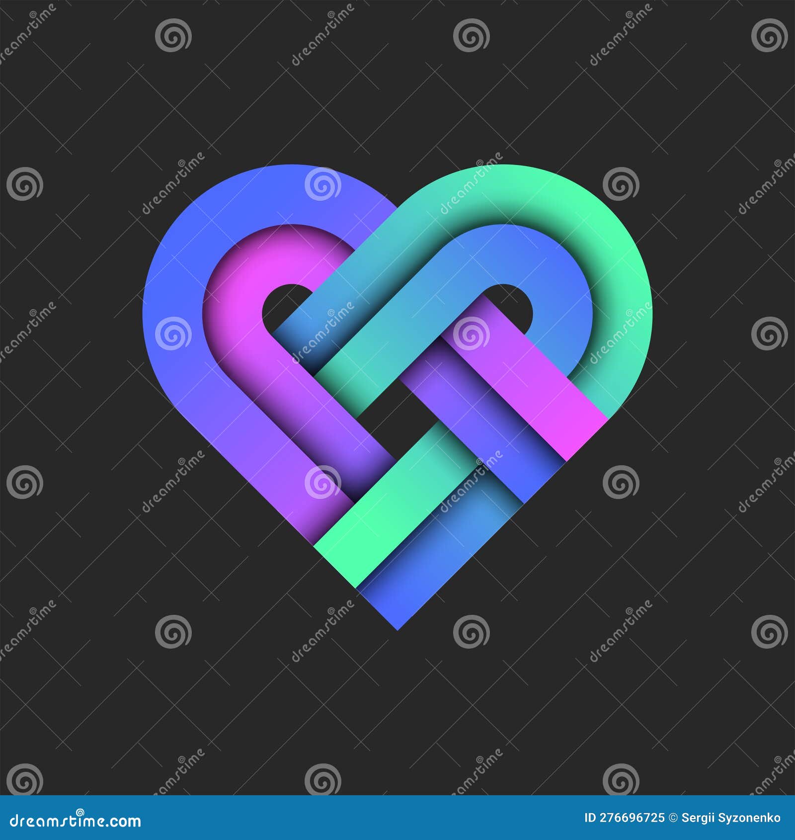 Heart Shape Logo from Vibrant Gradient, Intersection Rounded Stripes ...