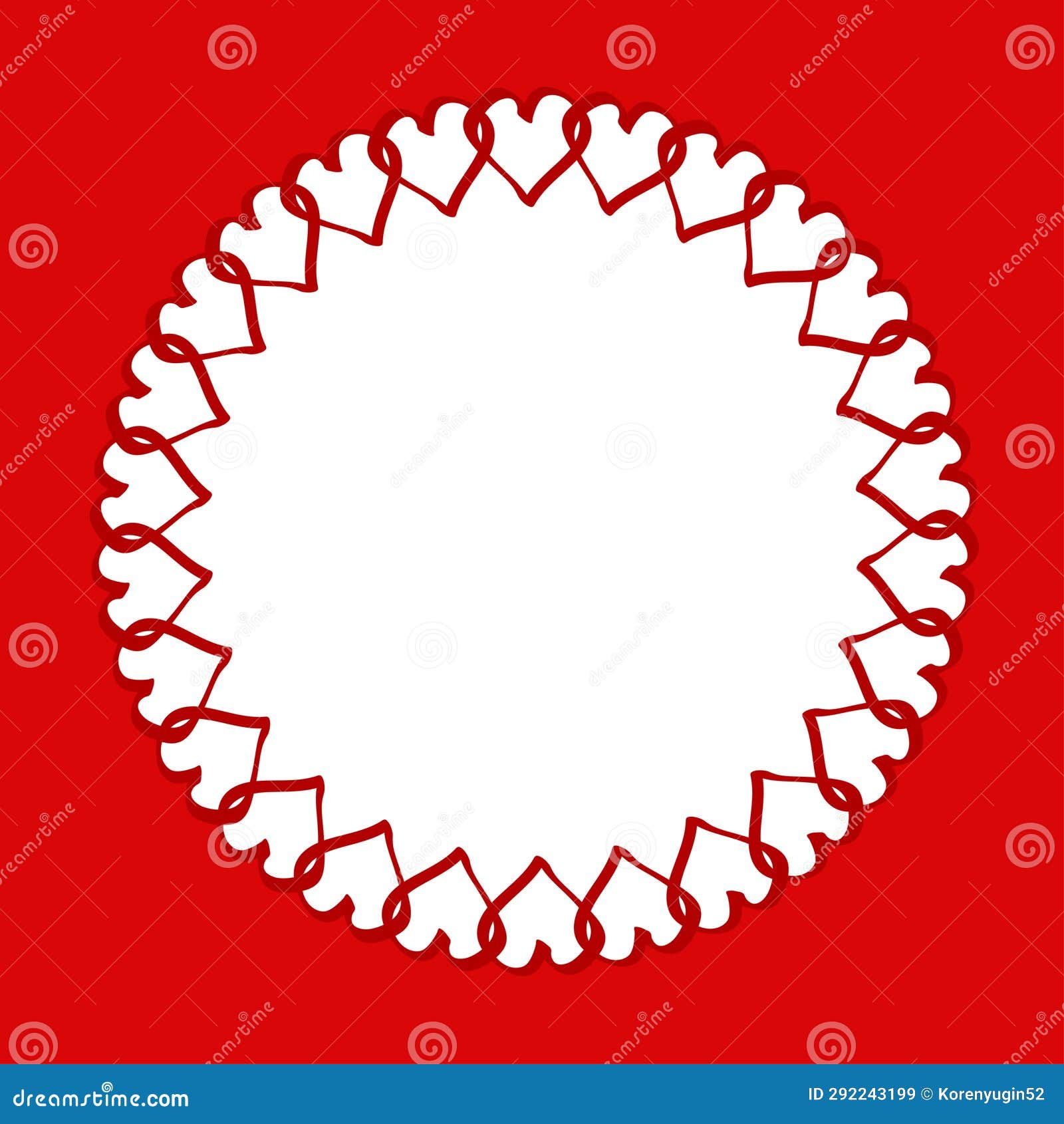 Heart Shape Love Symbol Art Drawn Round Frame Stock Illustration ...