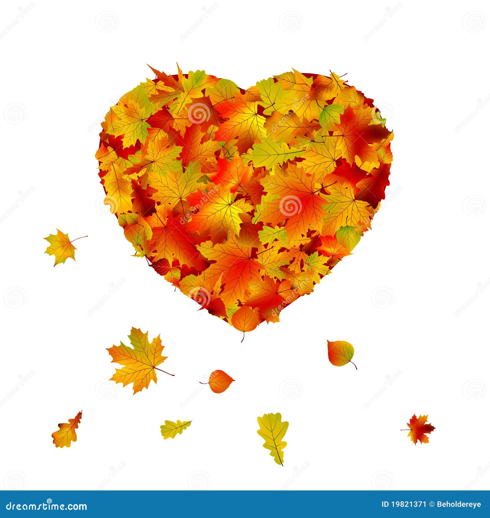 Heart Shape Made from Autumn Leaf. EPS 8 Stock Vector - Illustration of ...