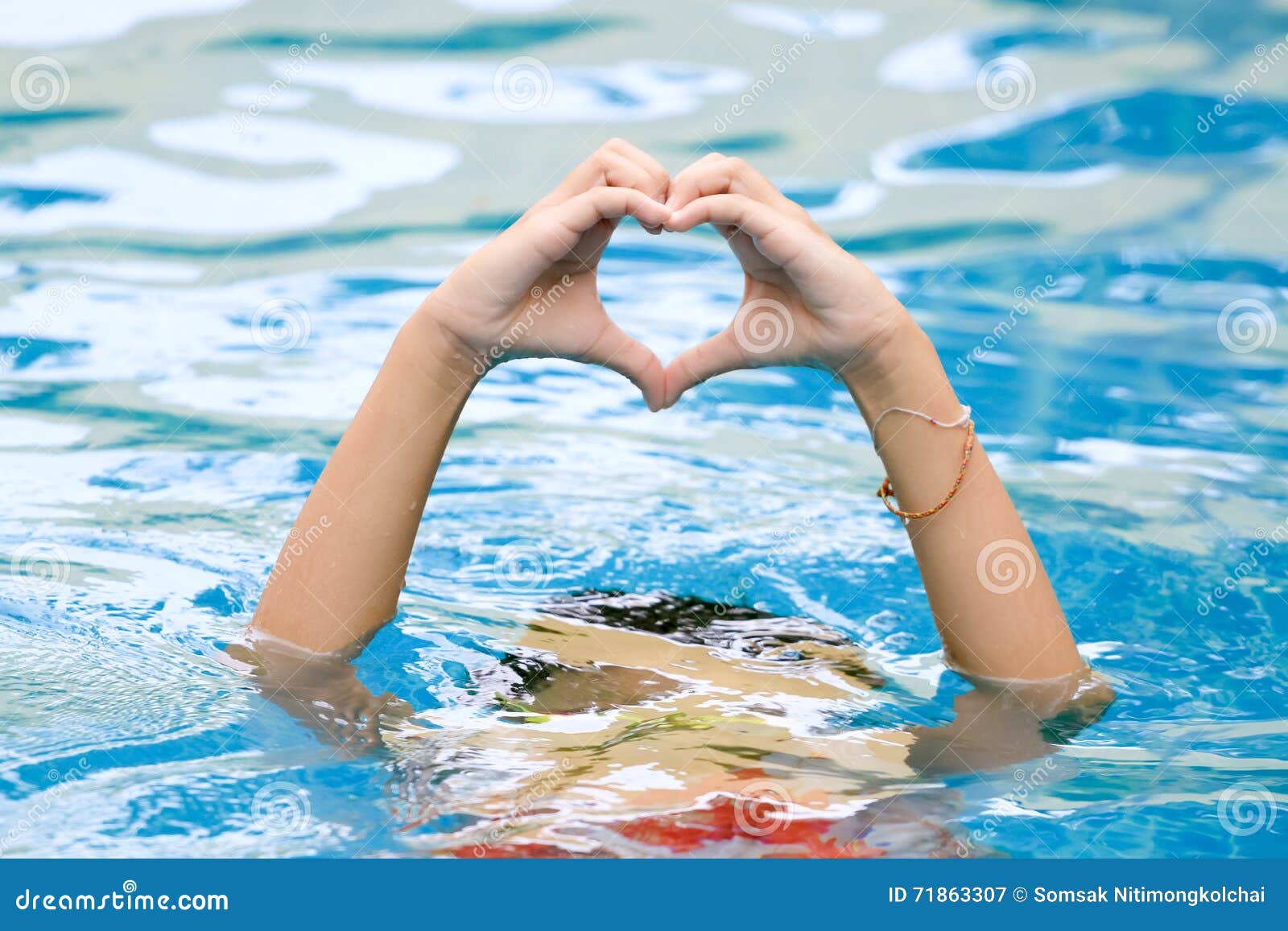 Heart Shape Made of Beautiful Hand Come Up from Water Stock Image ...