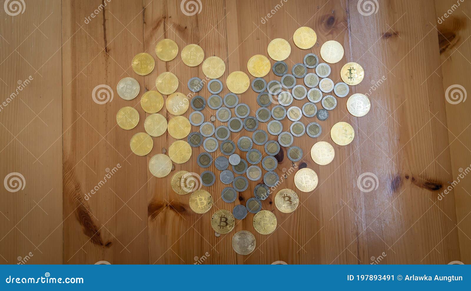 Heart shape made of coins stock image. Image of mining - 197893491