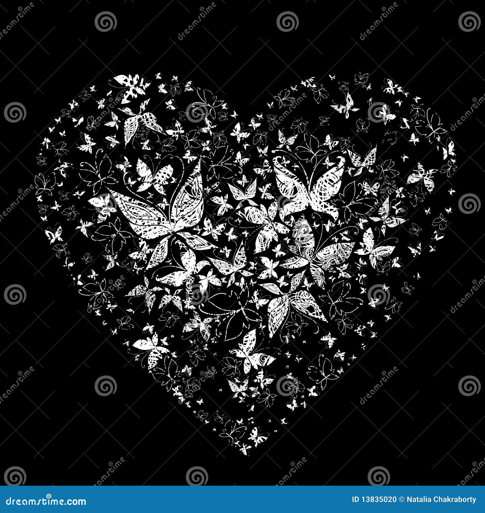 Heart Shape Made from Butterflies Stock Vector - Illustration of nature ...