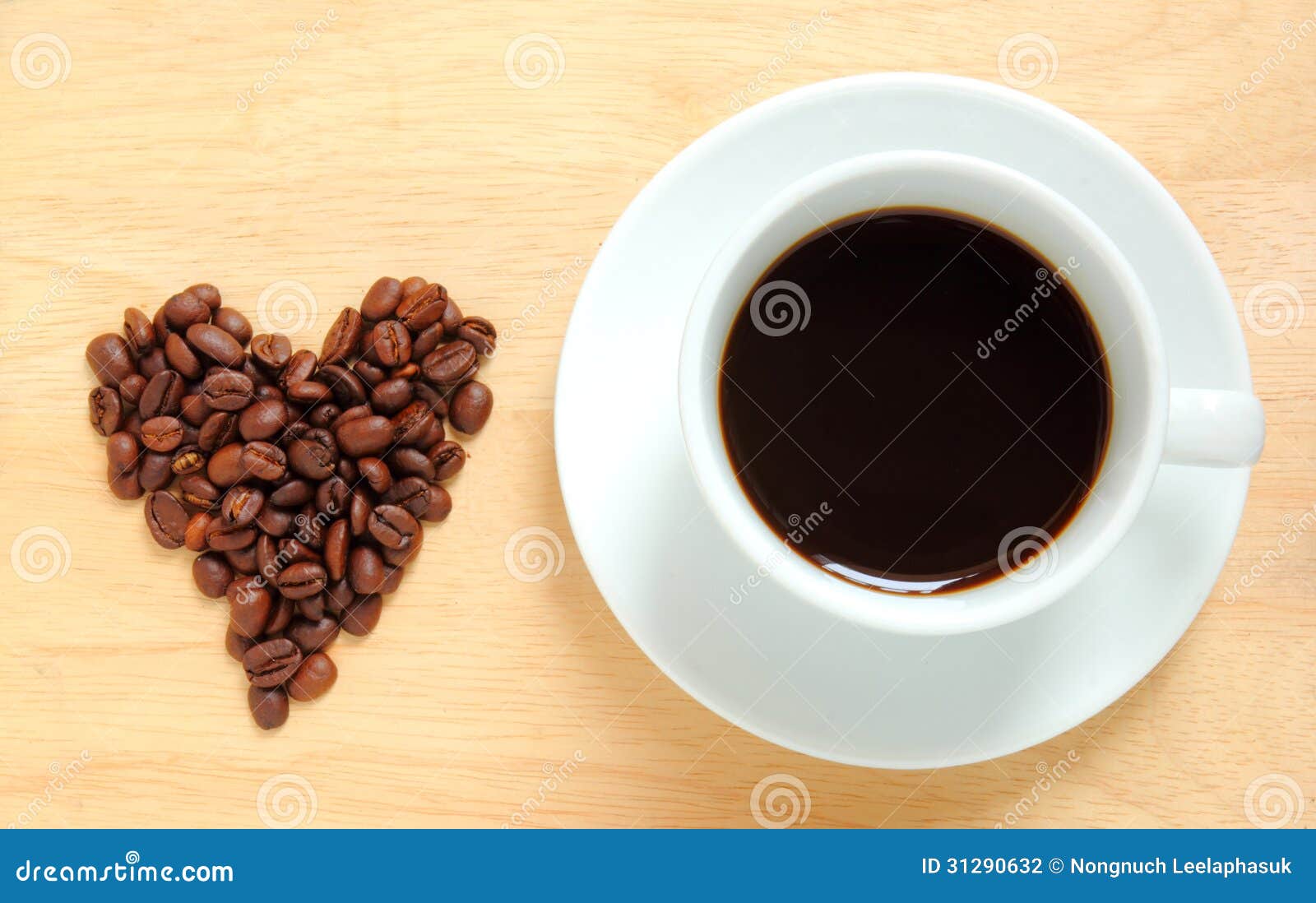 Heart Shape Made from Coffee Beans with Cup of Coffee Stock Photo ...