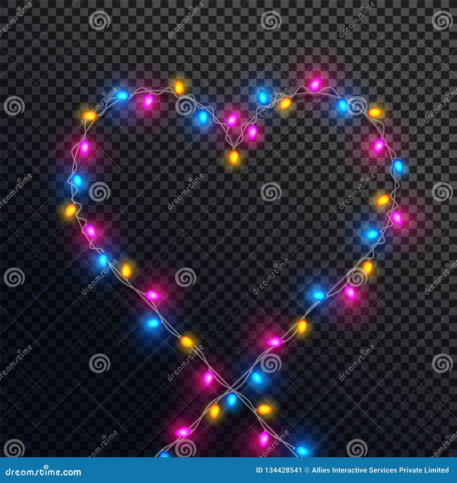Heart Shape Made by Colorful Lights. Stock Illustration - Illustration ...