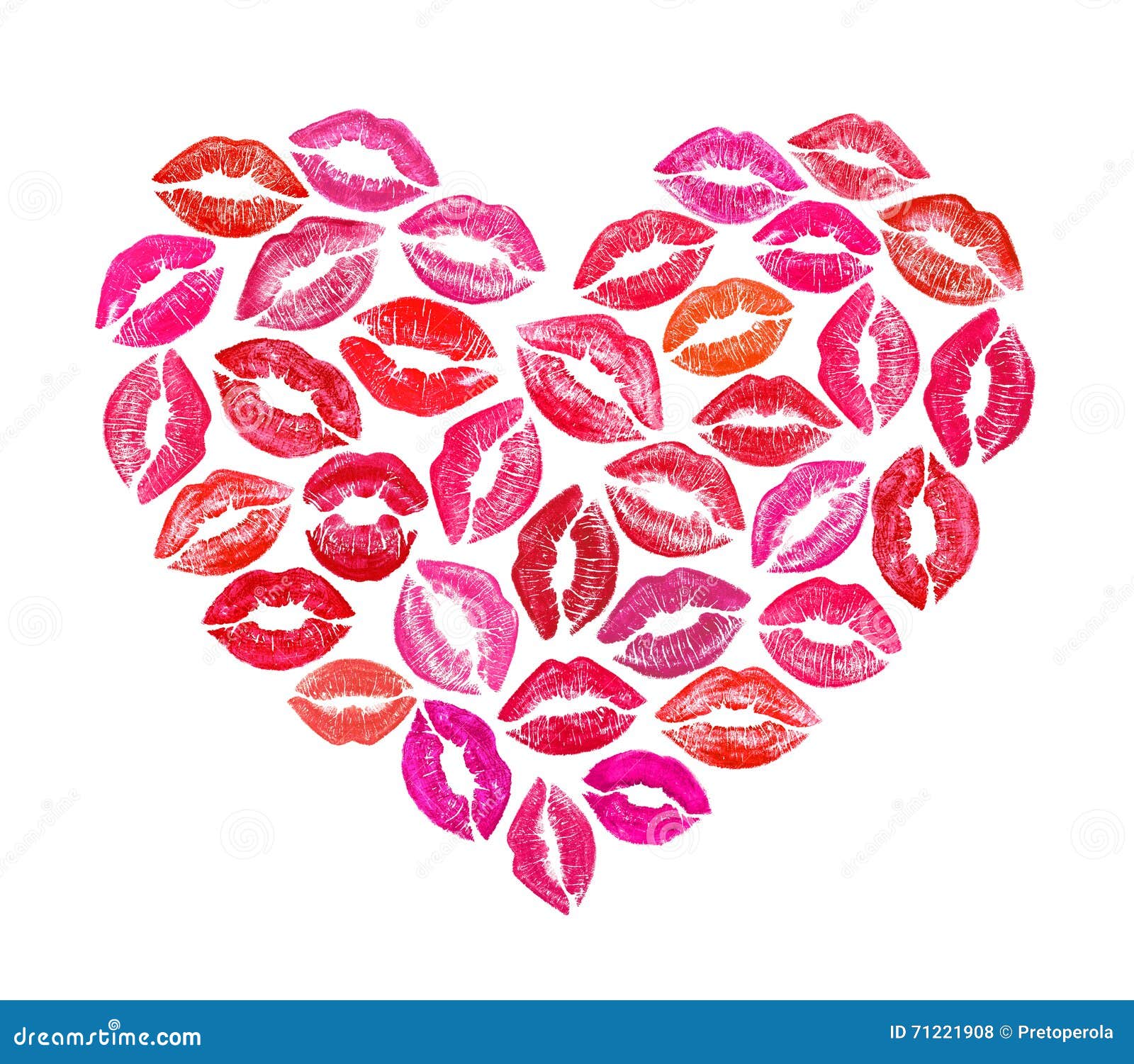 Heart Shape Made with Colourful Print Kisses Stock Photo - Image of ...