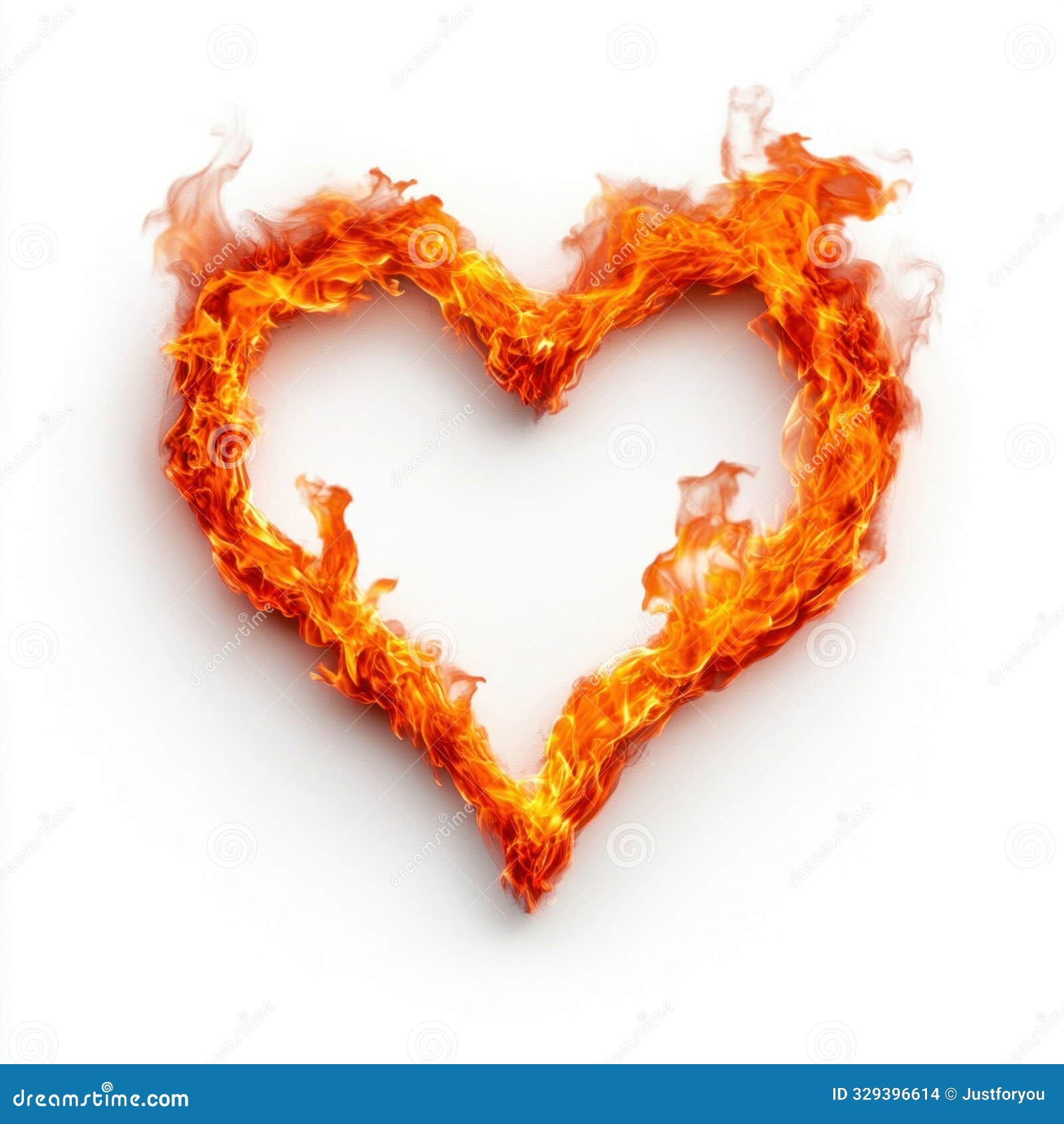 Heart Shape Made of Flames on White Background. Generative Ai Stock ...