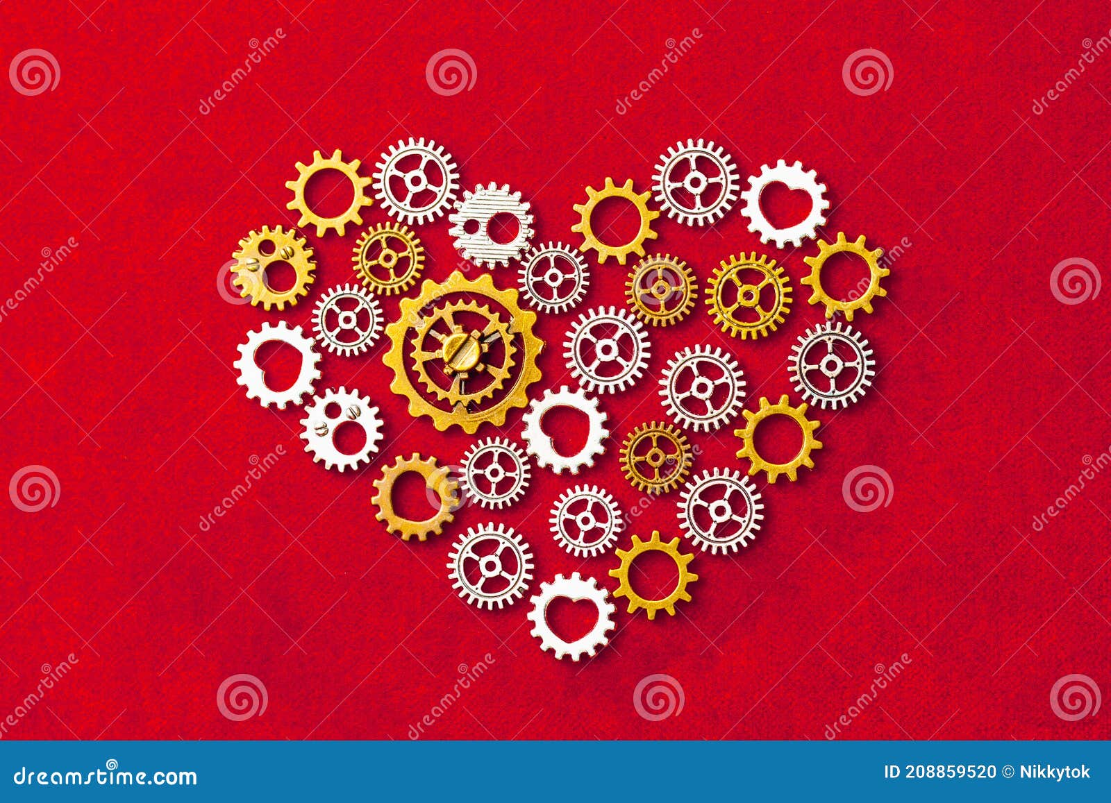 Heart Shape Made of Gears Red Background Stock Photo - Image of heart ...
