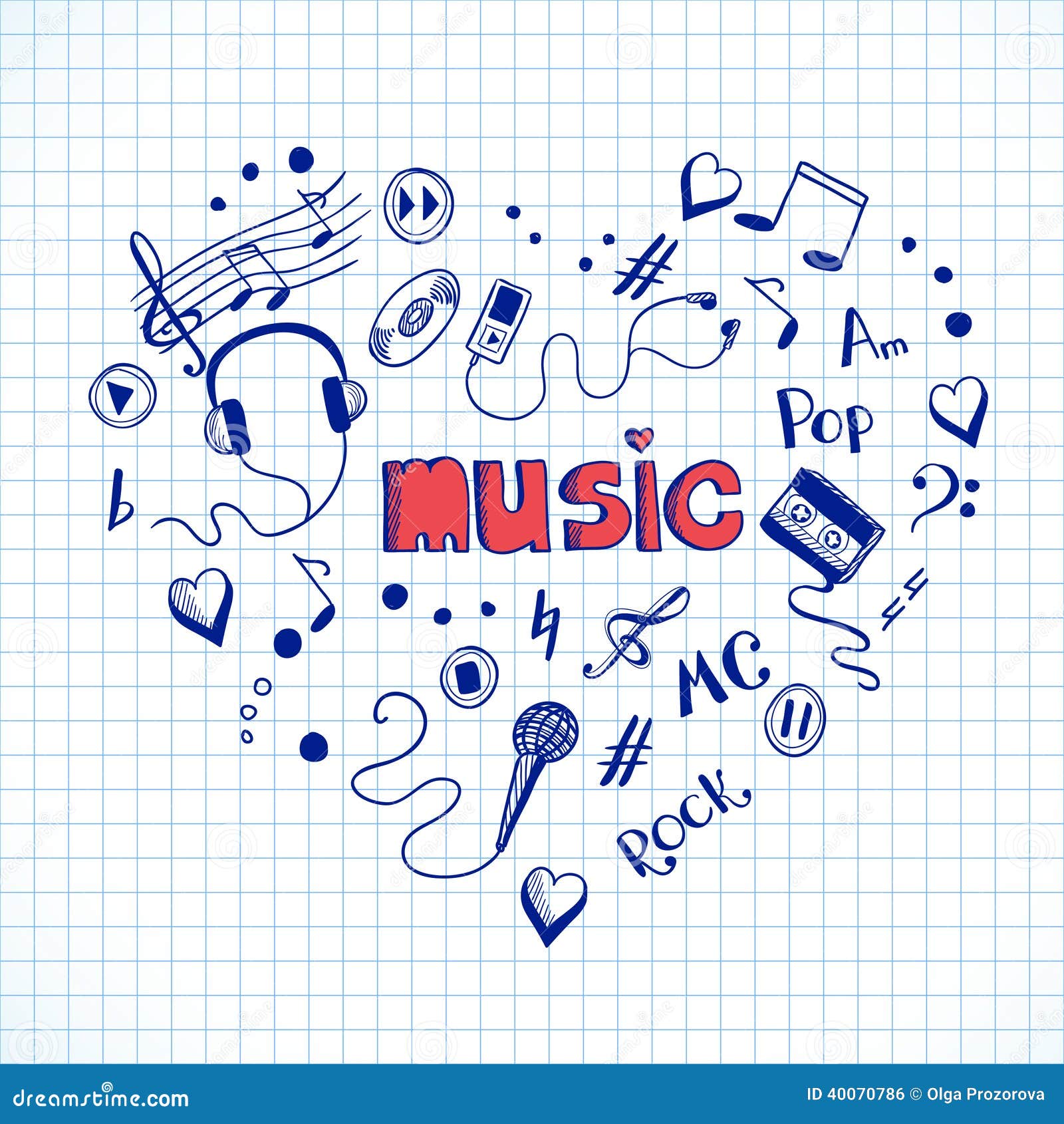 Heart Shape Made of Music Elements Stock Vector - Illustration of ...