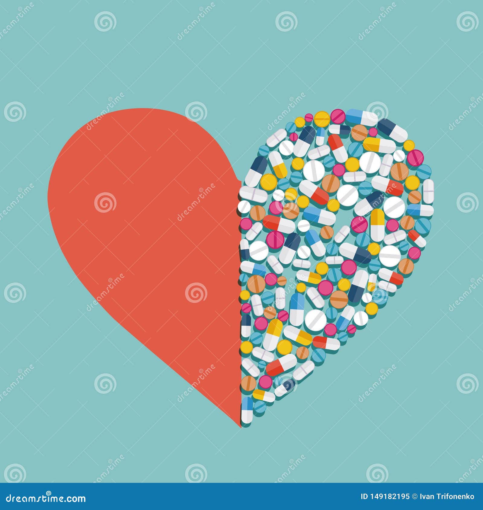 Heart Shape Made from Pills and Medicines Stock Vector - Illustration ...