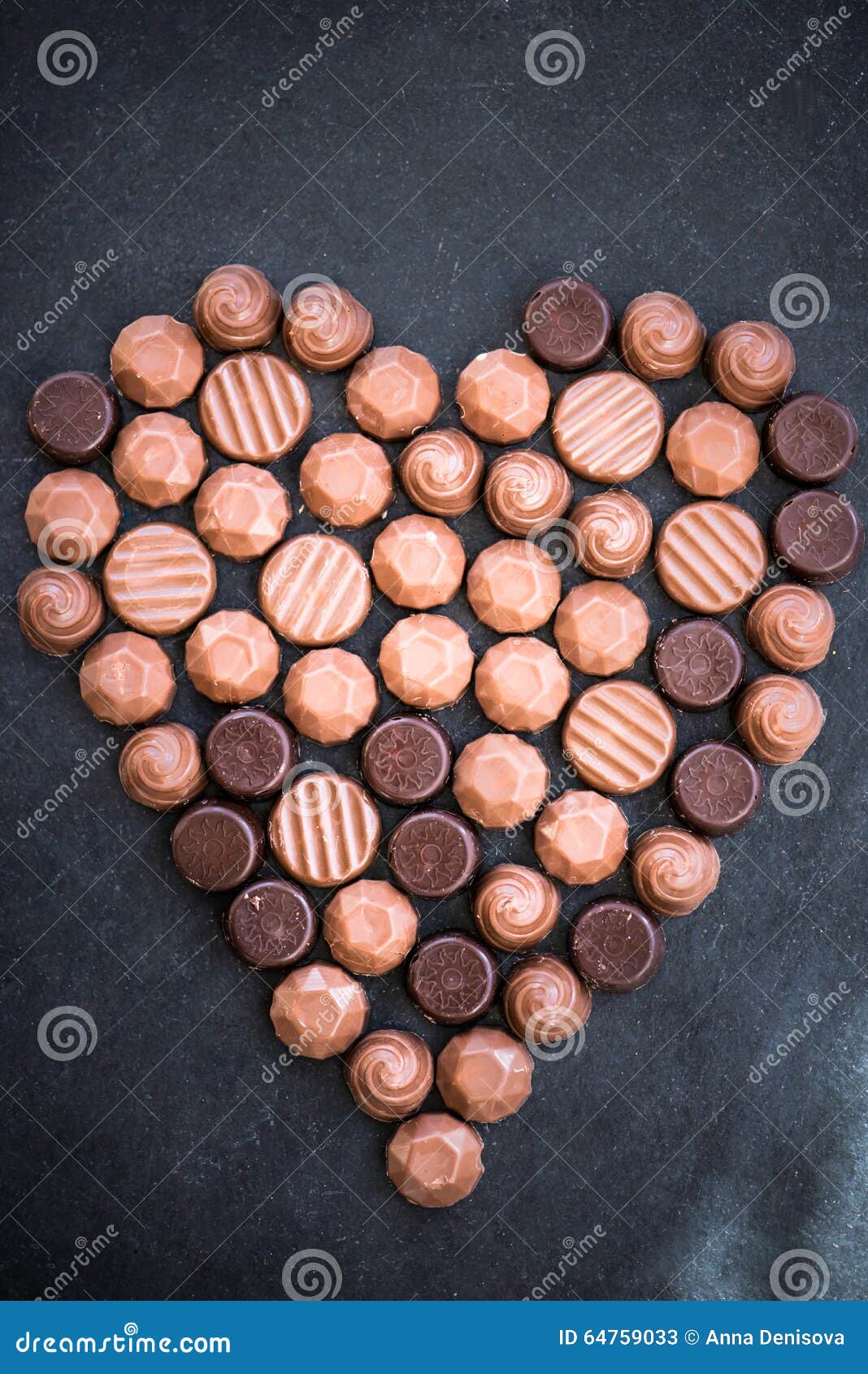 Heart Shape Made with Various Types of Chocolate Truffles Stock Image ...
