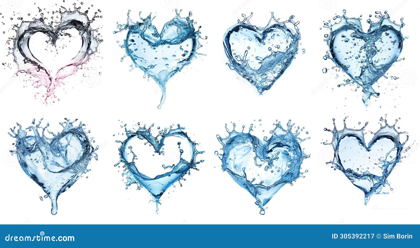 Collection of Water Splash As Heart Shape on Transparency Background ...