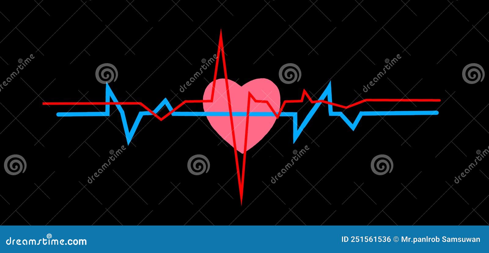 Heart Wave Pattern on Black Background. Stock Illustration ...
