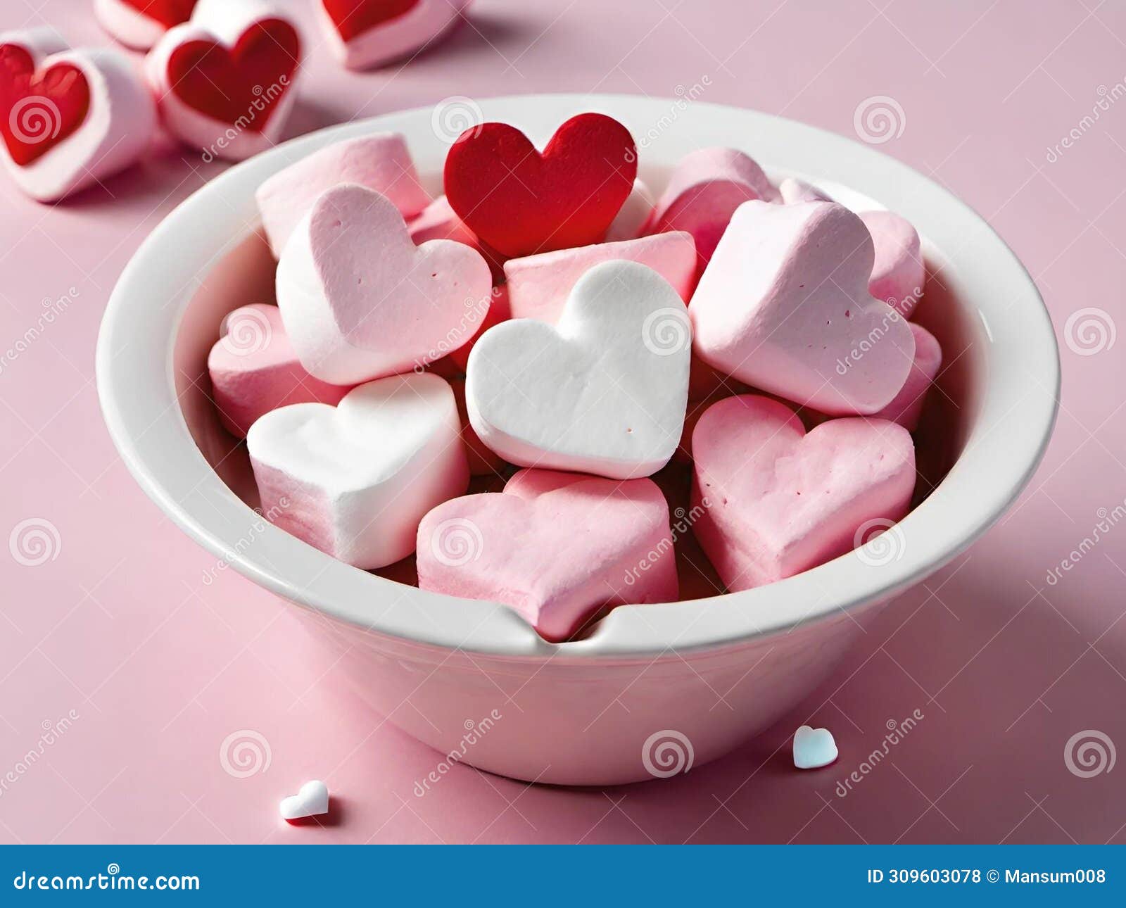 Heart Shape Marshmallows and Candy Stock Illustration - Illustration of ...