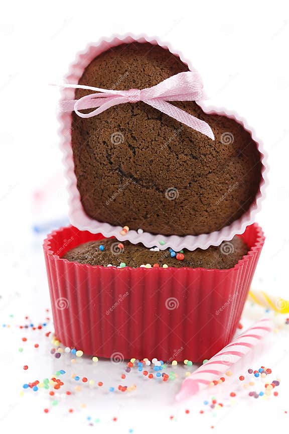 Heart shape muffins stock image. Image of chocolate, heart - 14323661