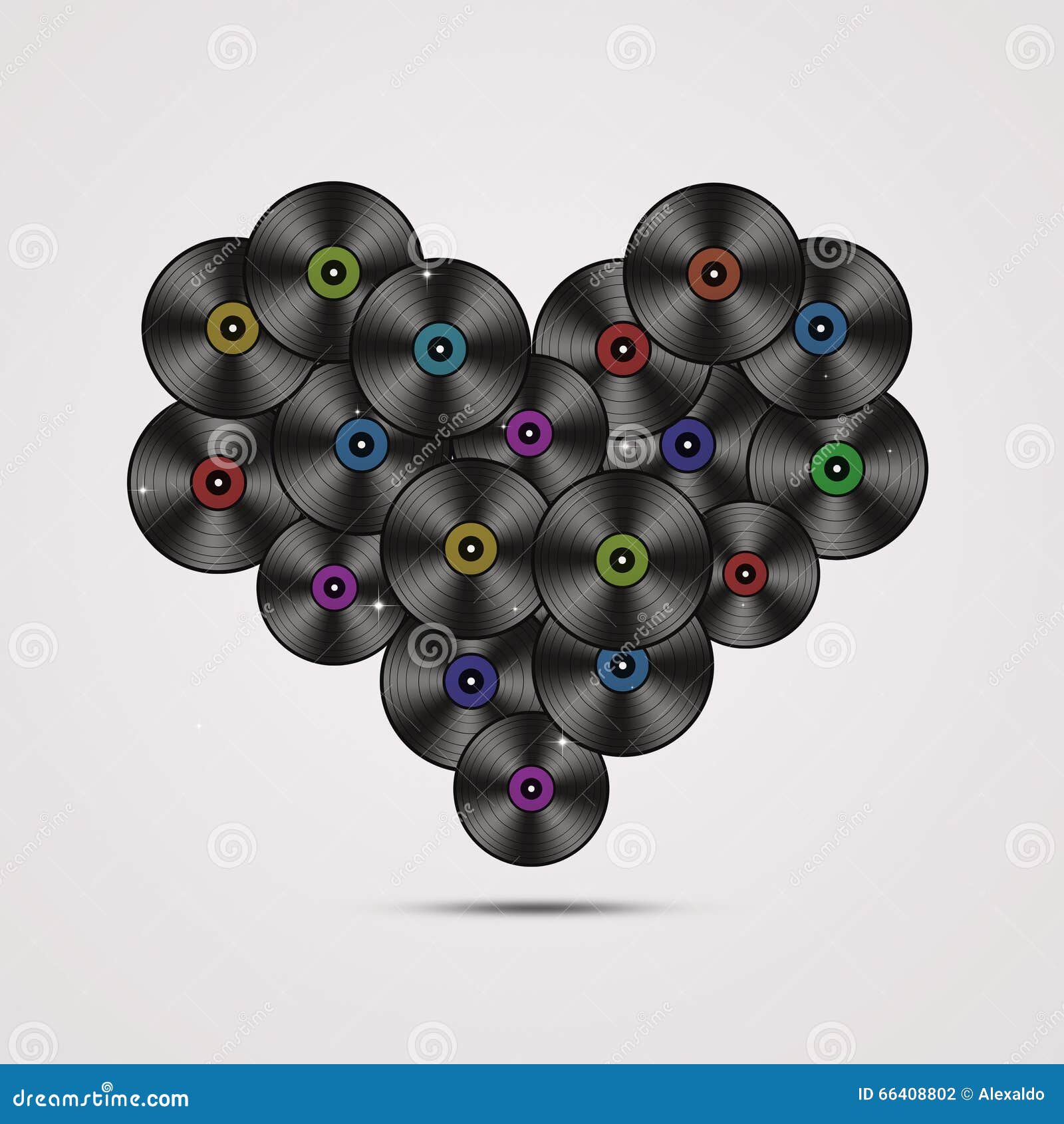 Heart Shape Music Vinyl Records Stock Illustration - Illustration of ...