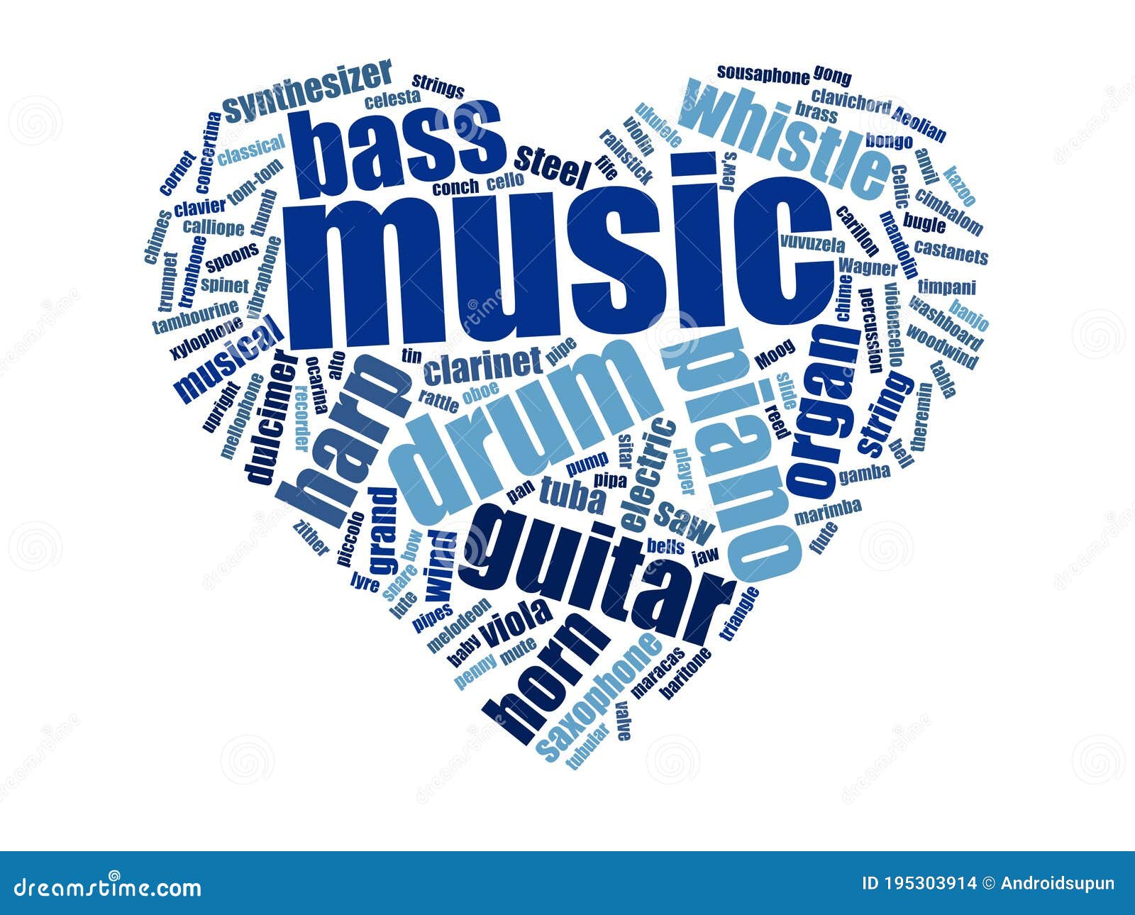 Heart Shape Musical Instruments Word Cloud Stock Photo - Illustration ...