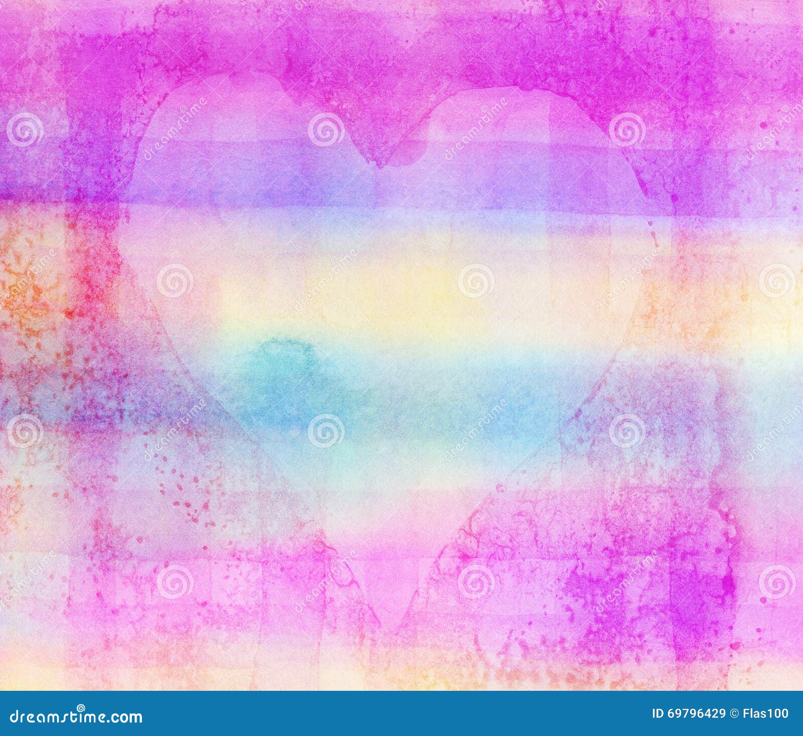 Heart Shape Painted on Light Abstract Colorful Watercolor Background ...