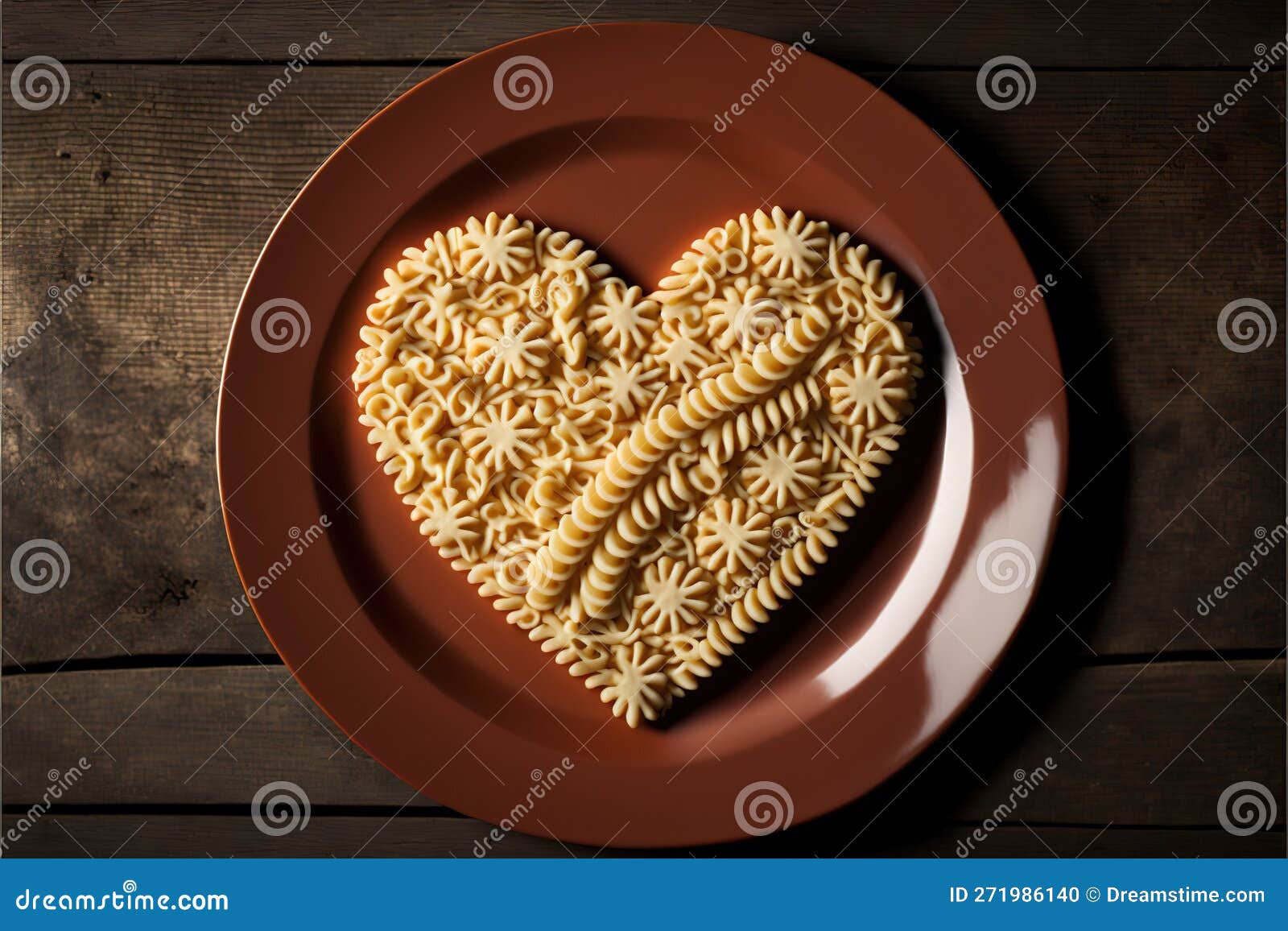 Heart Shape Pasta Made on Plate. Generative AI Stock Photo - Image of ...