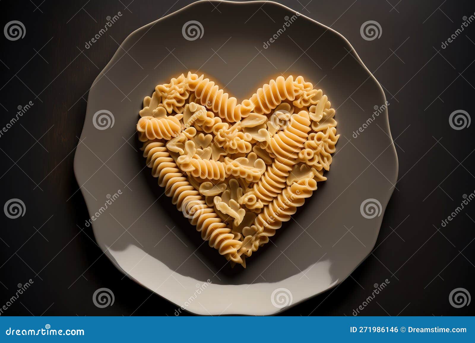 Heart Shape Pasta Made on Plate. Generative AI Stock Photo - Image of ...