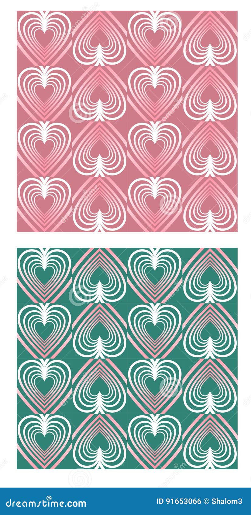 Heart Shape Patterns in Mute Nostalgic Colors, Pink and Green Variant ...