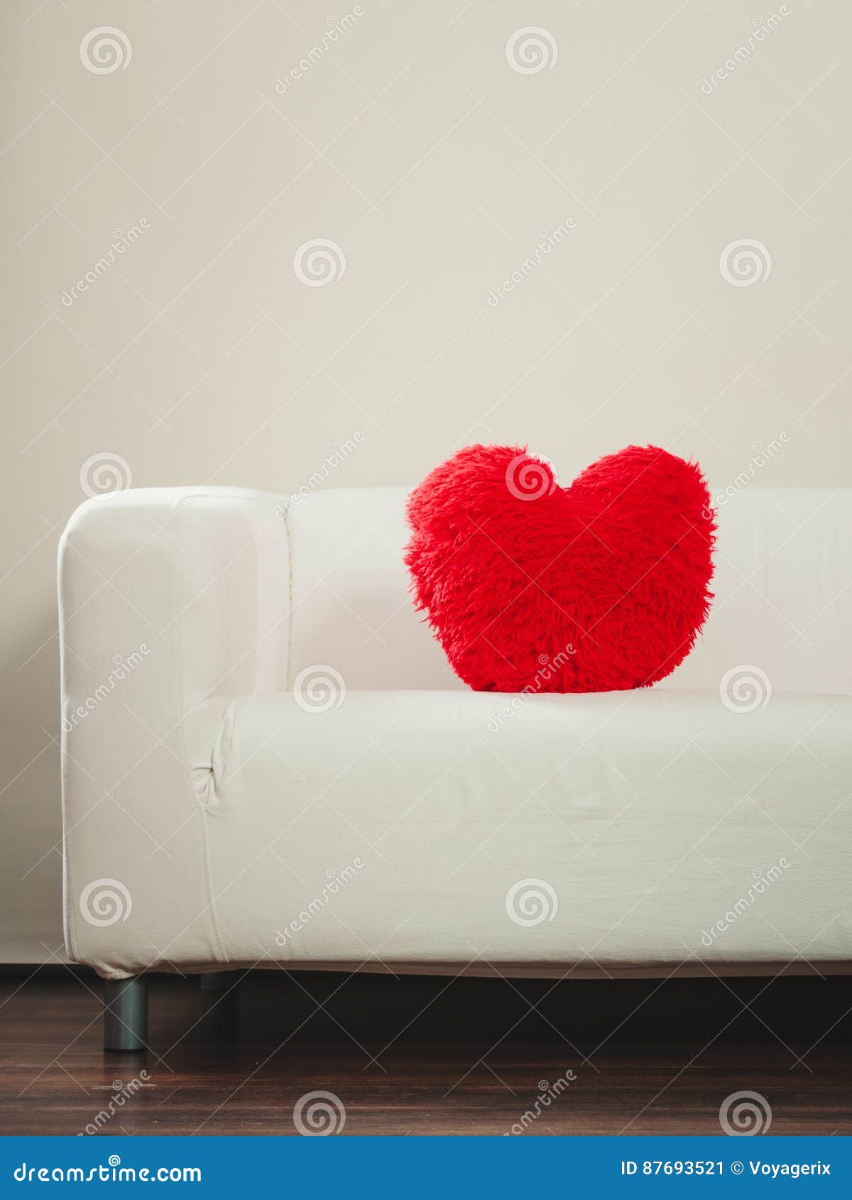 Heart Shape Pillow on Sofa. Valentines Day Love. Stock Image - Image of ...
