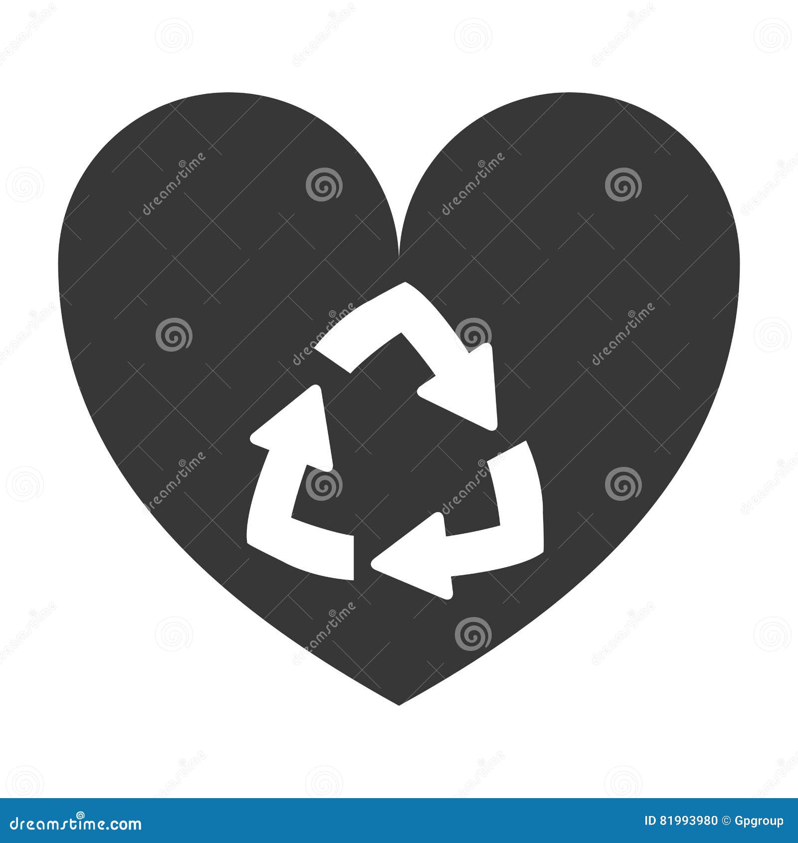 Heart Shape with Recycling Symbol Stock Illustration - Illustration of ...