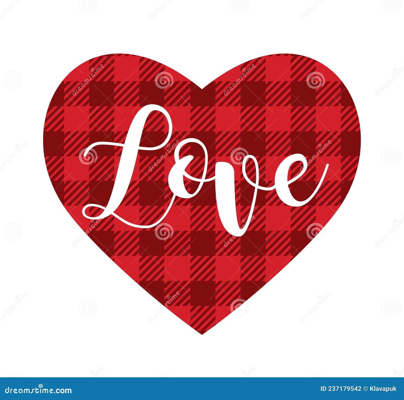Heart Shape with Red Buffalo Plaid Pattern. Love Symbol with Gingham ...