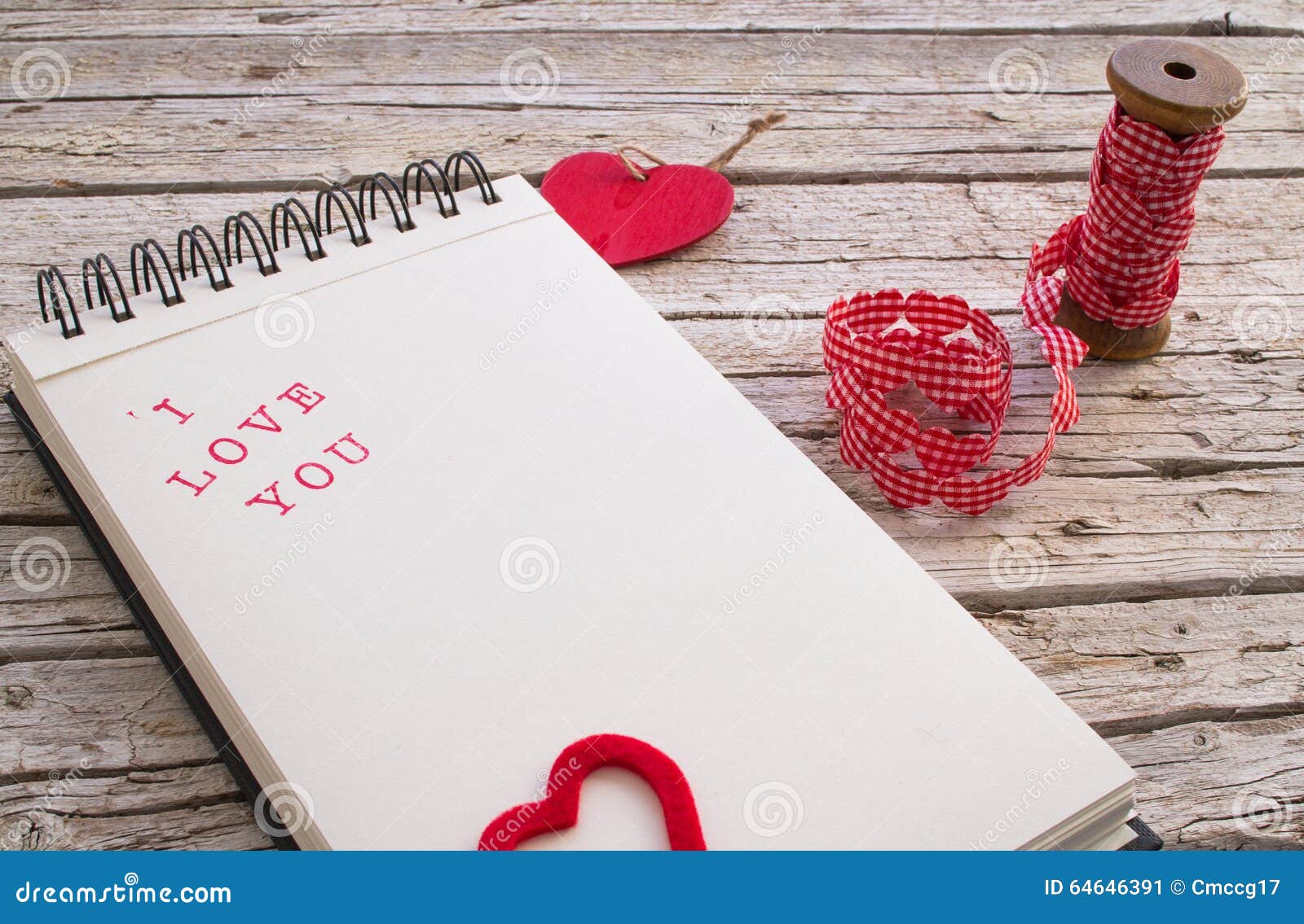 Heart Shape Ribbon and Notebook with I Love You Stock Image - Image of ...