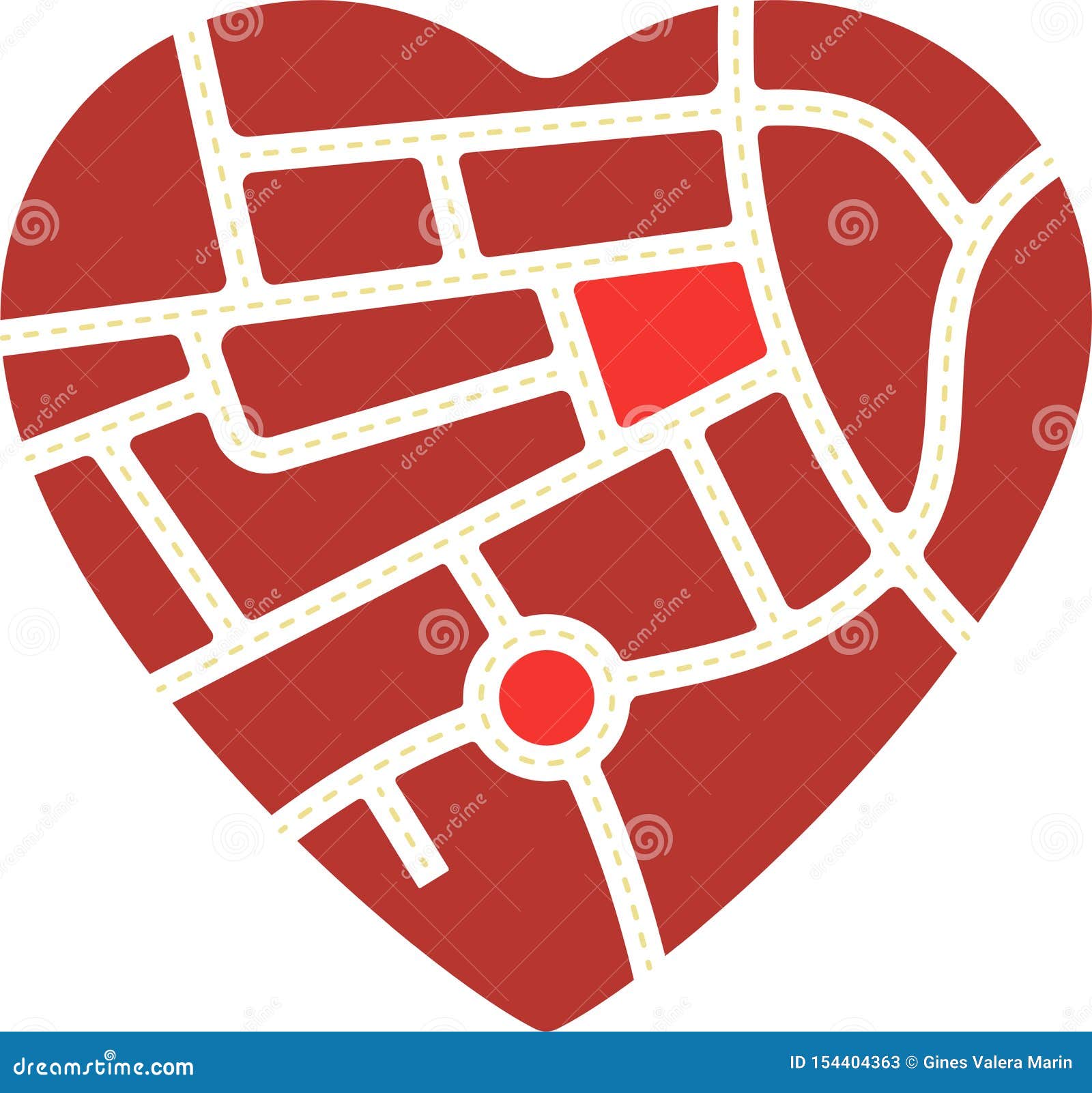 Heart Shape with Road Map Inside. Love Metaphor Stock Vector ...