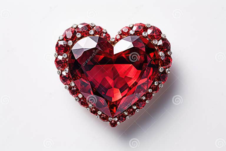 Heart Shape of Ruby on White Background. Generative AI Stock ...