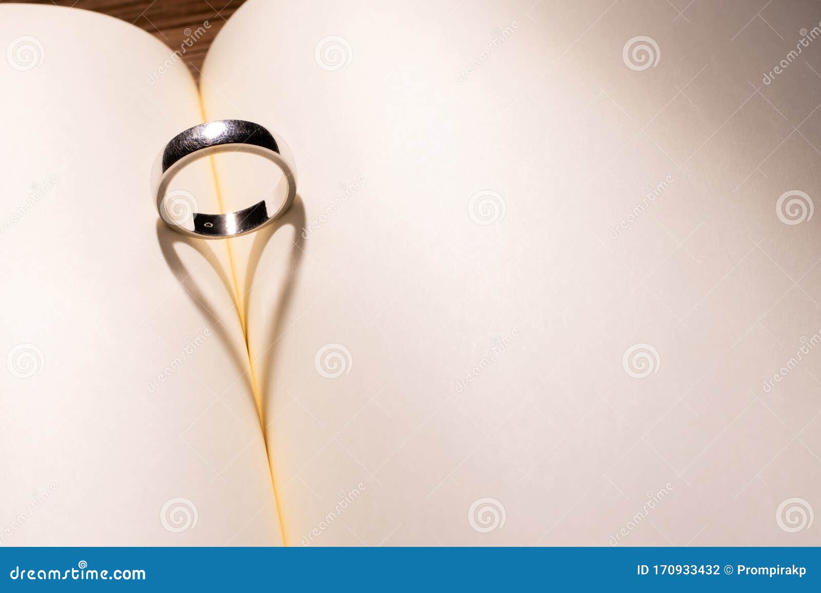 Heart Shape Shadow with the Ring on Middle the Empty Book. Valentine ...