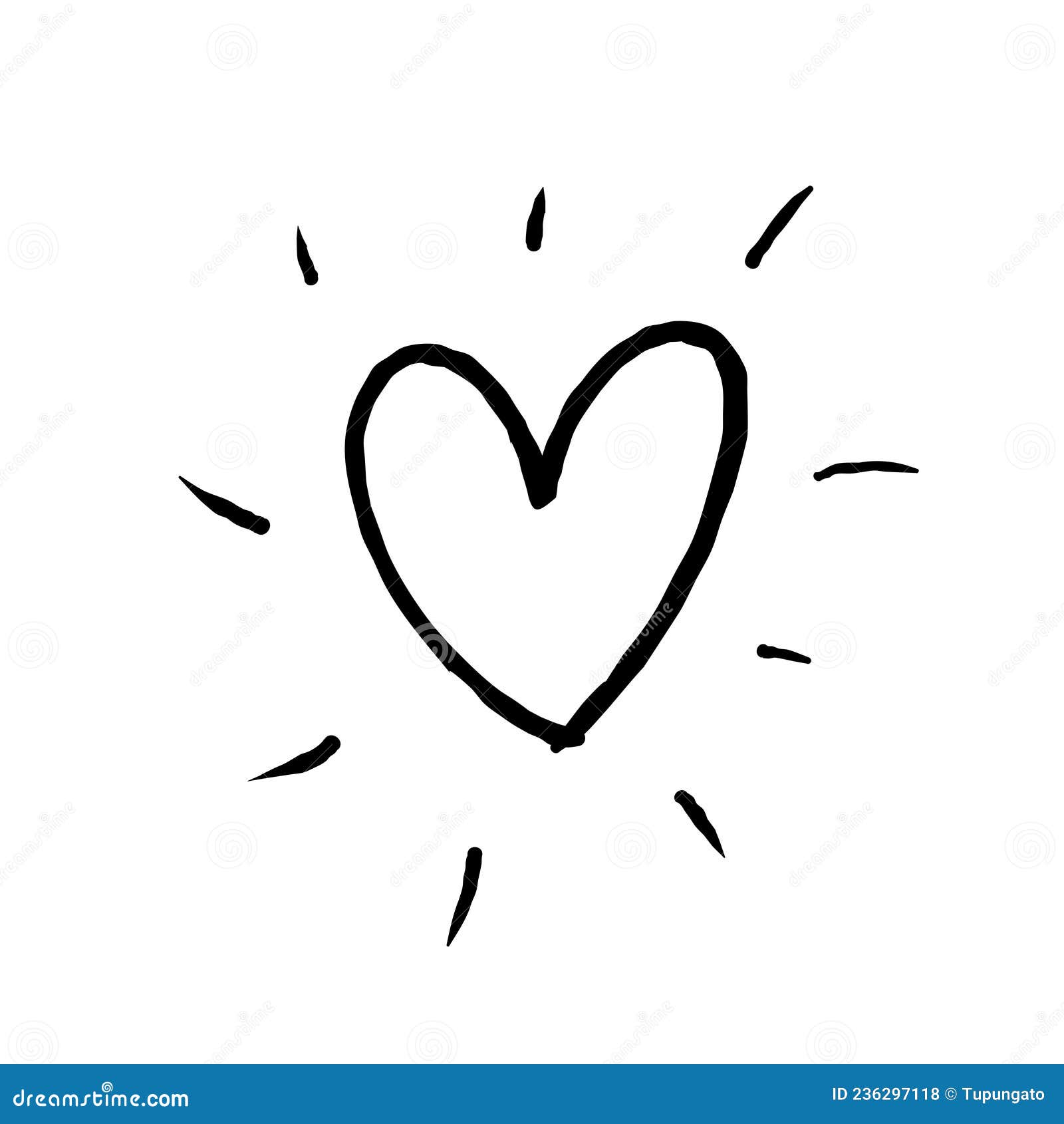 Heart shape simple sketch stock vector. Illustration of hand - 236297118