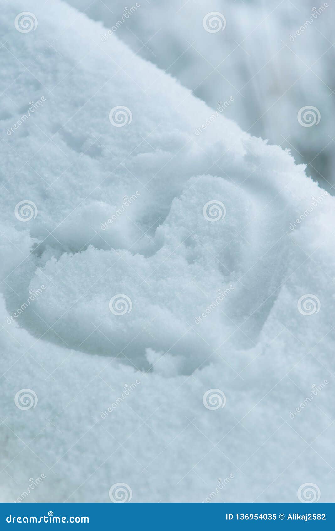 Heart shape in the snow stock image. Image of snow, love - 136954035