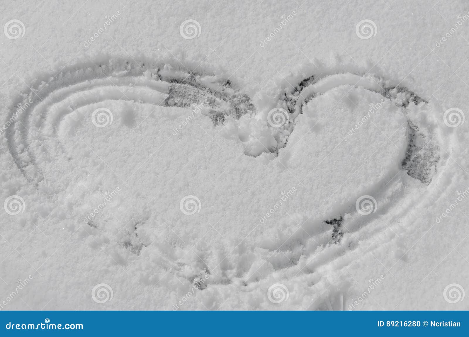 Heart Shape in the Snow, Boot Mark Close Up Outdoor Stock Photo - Image ...