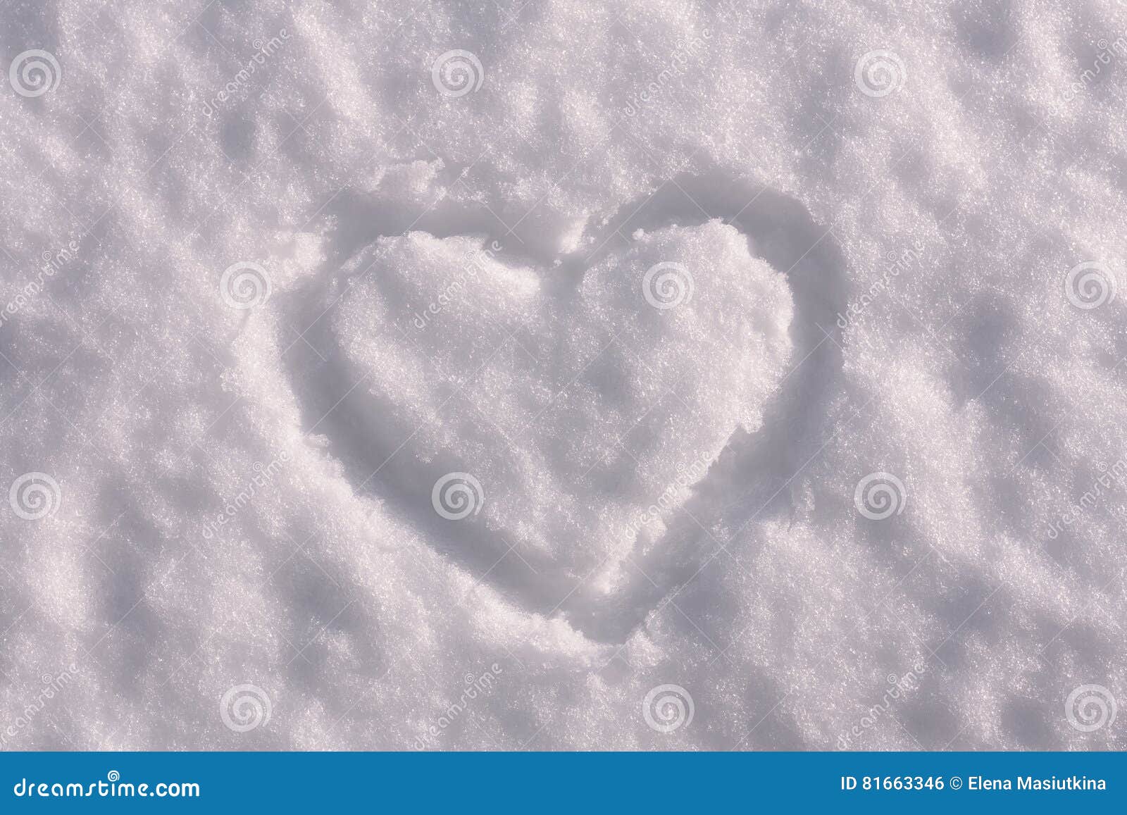 Heart Shape on Snow stock photo. Image of inscription - 81663346