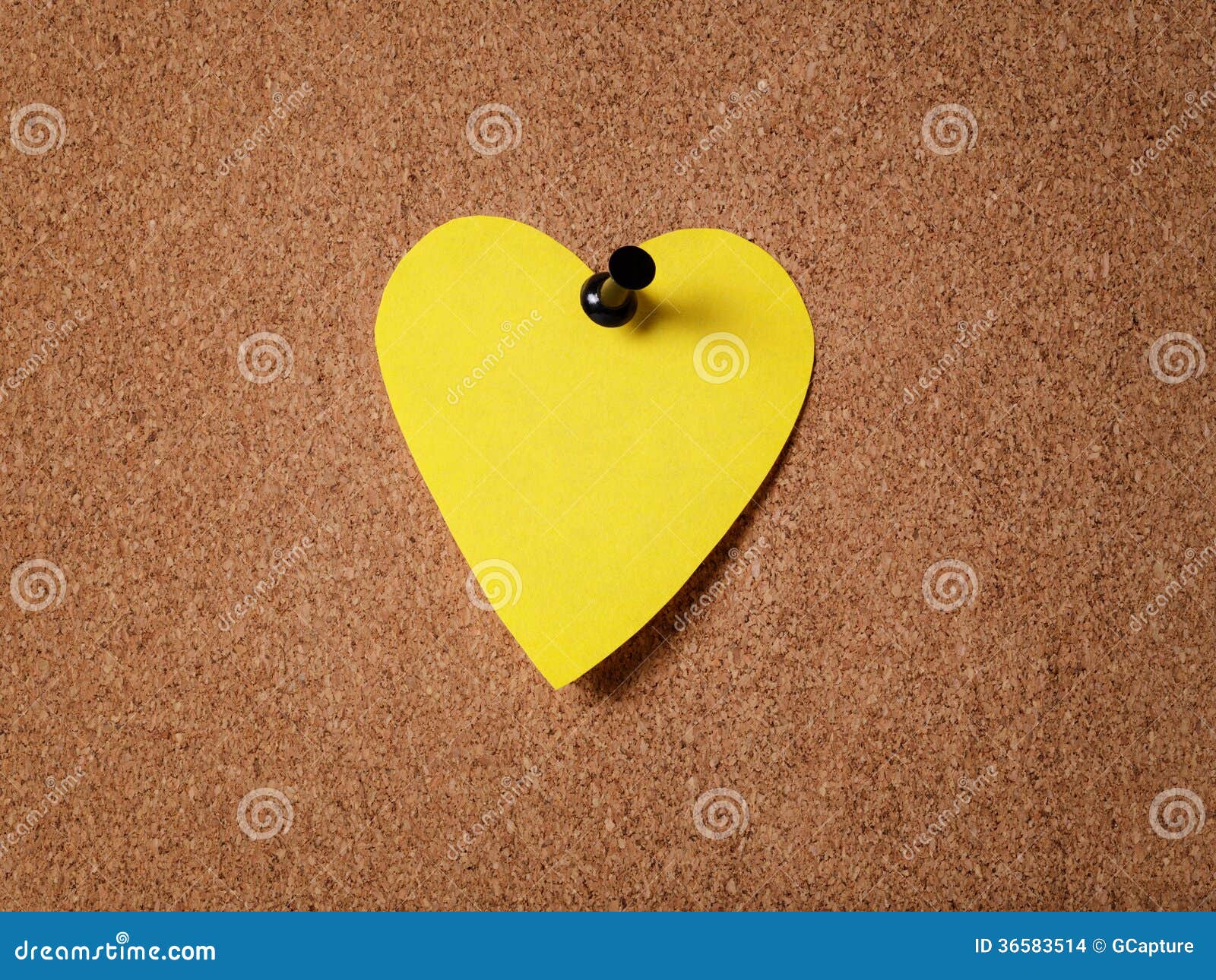 Heart Shape Sticky Note on Cork Board Stock Photo - Image of sign ...