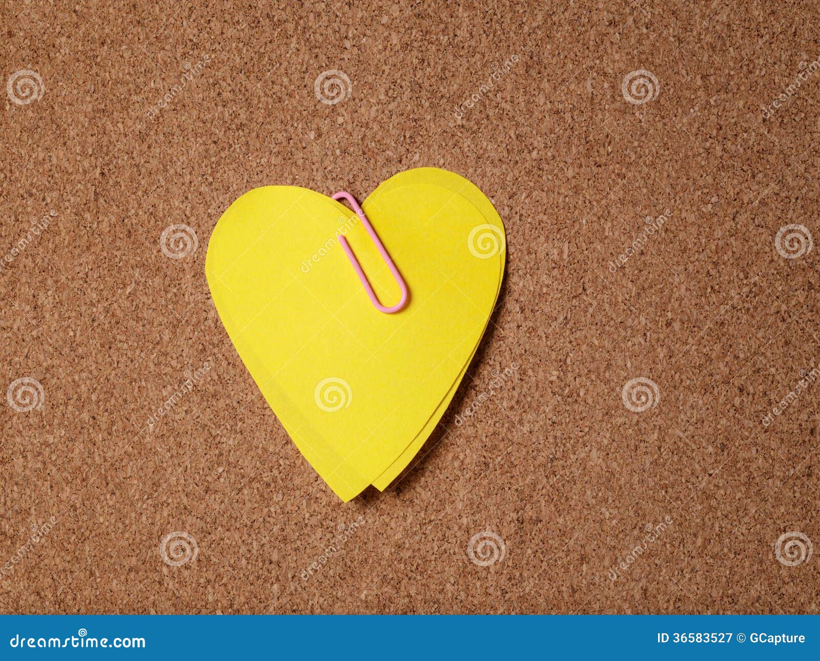 Heart Shape Sticky Notes on Cork Board Stock Image - Image of sign ...