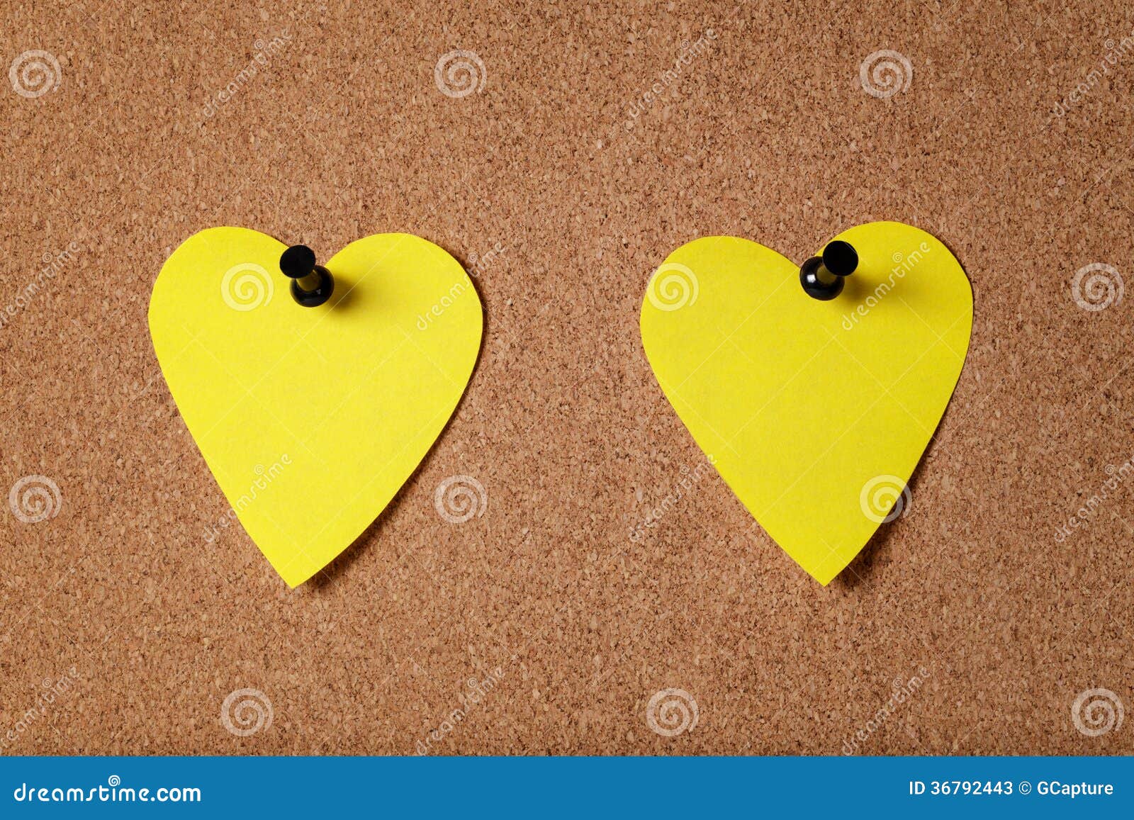 Heart Shape Sticky Notes on Cork Board Stock Image - Image of copyspace ...