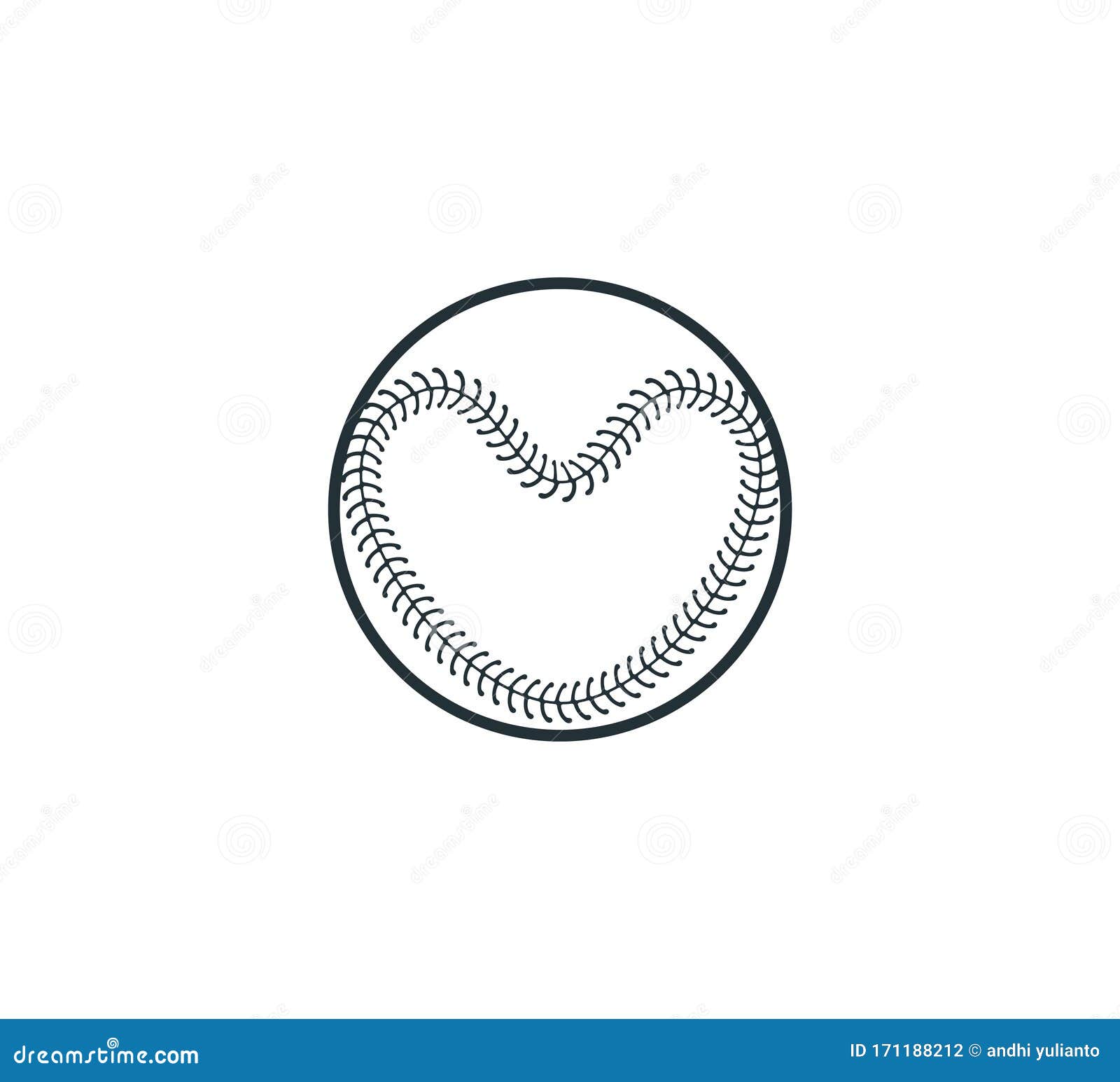 Stitched Heart Baseball Clipart