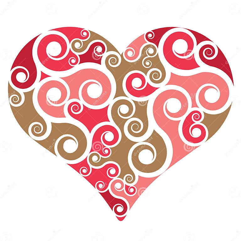 Heart shape with swirls stock vector. Illustration of object - 12842468