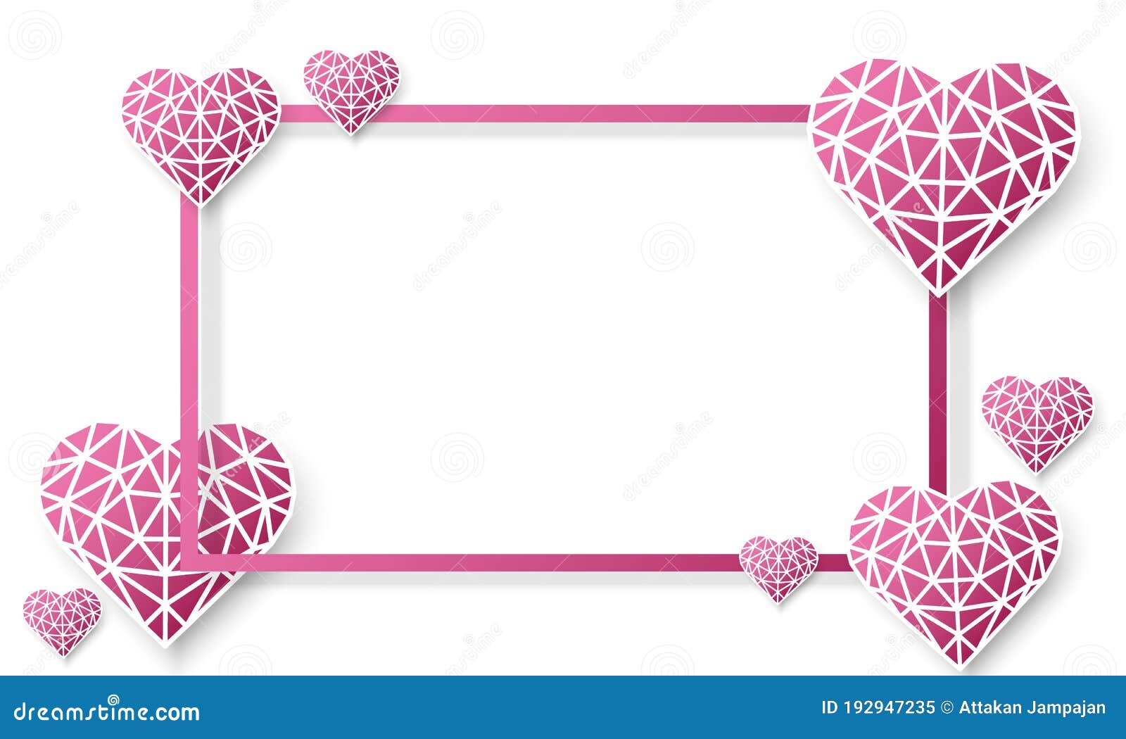 Heart Shape Template Background with Square Frame and Blank Space for ...
