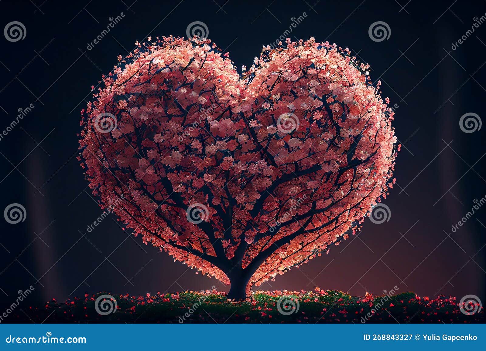 Heart Shape Tree from Sakura Floral. Illustration Generative AI Stock ...