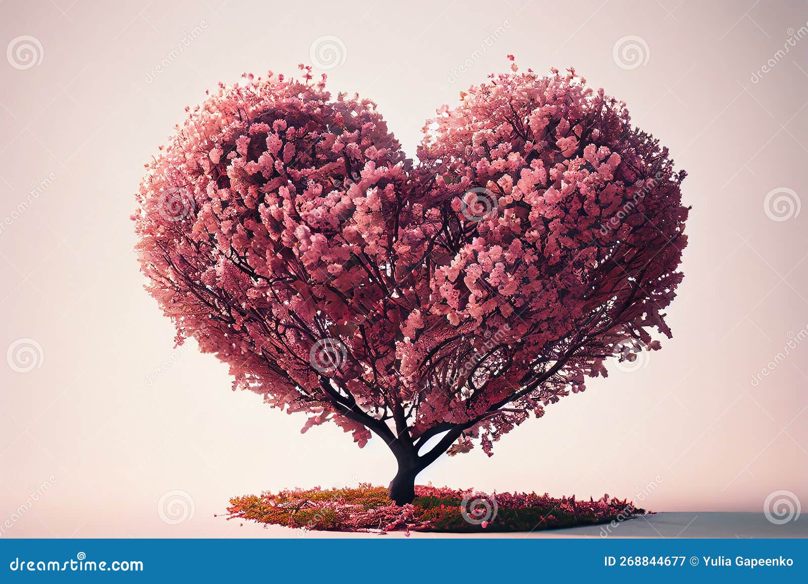 Heart Shape Tree from Sakura Floral. Illustration Generative AI Stock ...