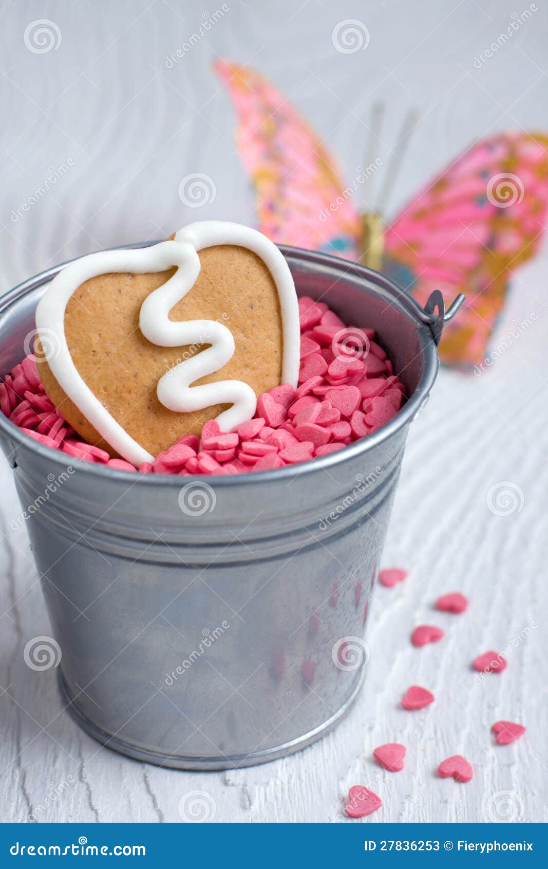 Heart Shape Valentine Gingerbread Cookie Stock Image - Image of icing ...