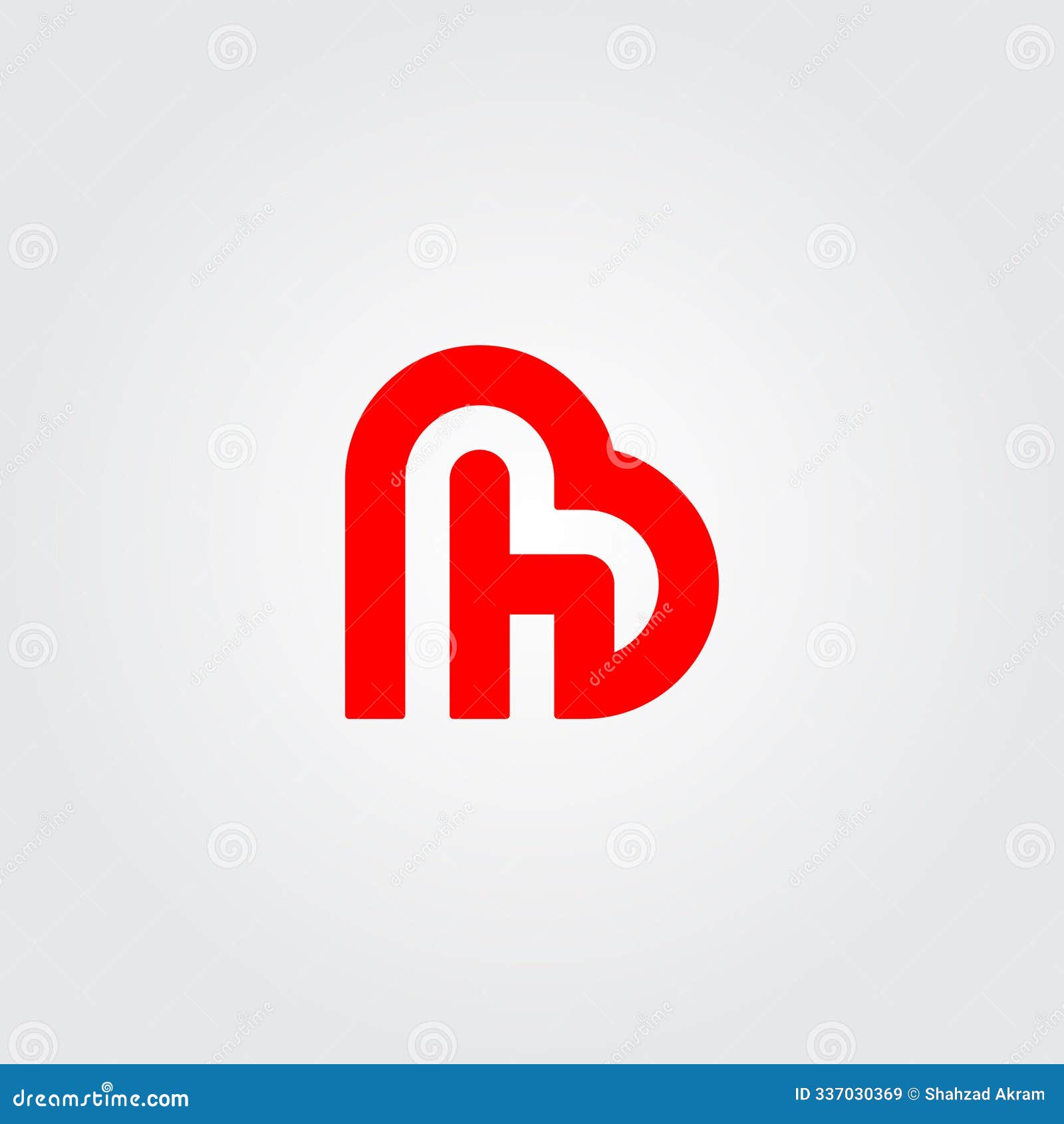 Heart Shape Vector Logo Design for Initial Letter BH Stock Vector ...
